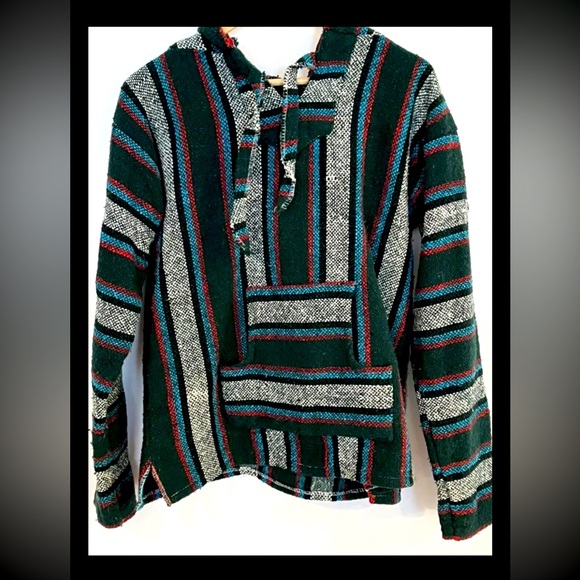 Jackets & Coats | Mexican Hippie Baja Hoodie Poncho Surfer Rug Pullover ...